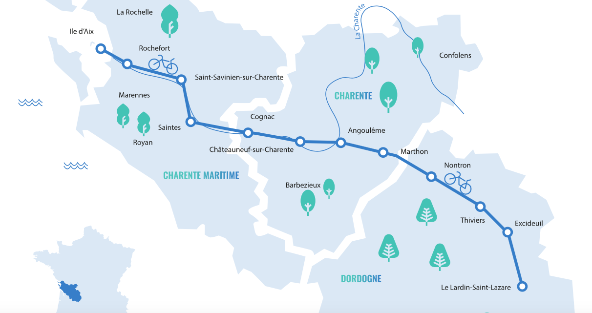 La Flow Vélo, véloroute entre la Dordogne et la Charente-Maritime ...